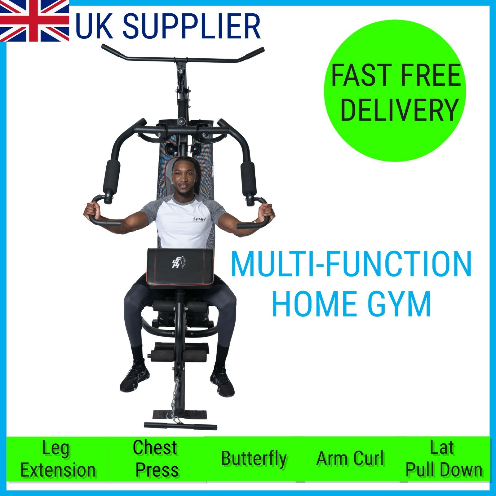 Multi Gym Machine for Home 68KG Weight Stack Lat Pulldown Leg Extension ...