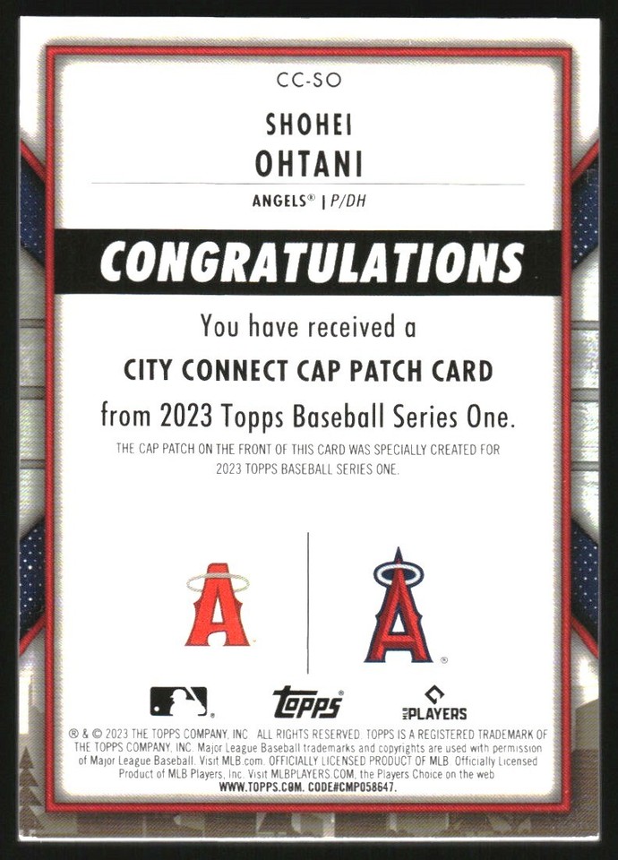2023 Topps City Connect Commemorative Patch #CCSO Shohei Ohtani | eBay