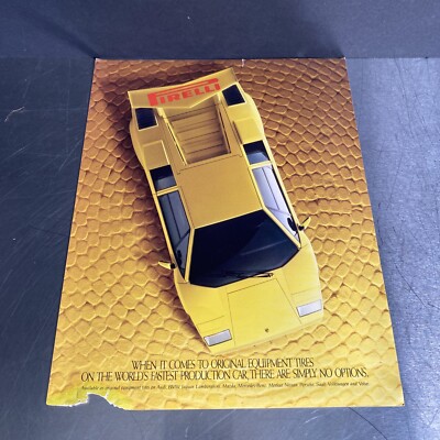 1986 Pirelli Yellow Lamborghini Countach Advertisement Print Art Car Ad ...