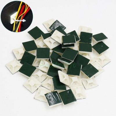50X Cable Tie Base Self Adhesive Backed Sticky Nylon Fixing Mounts ...