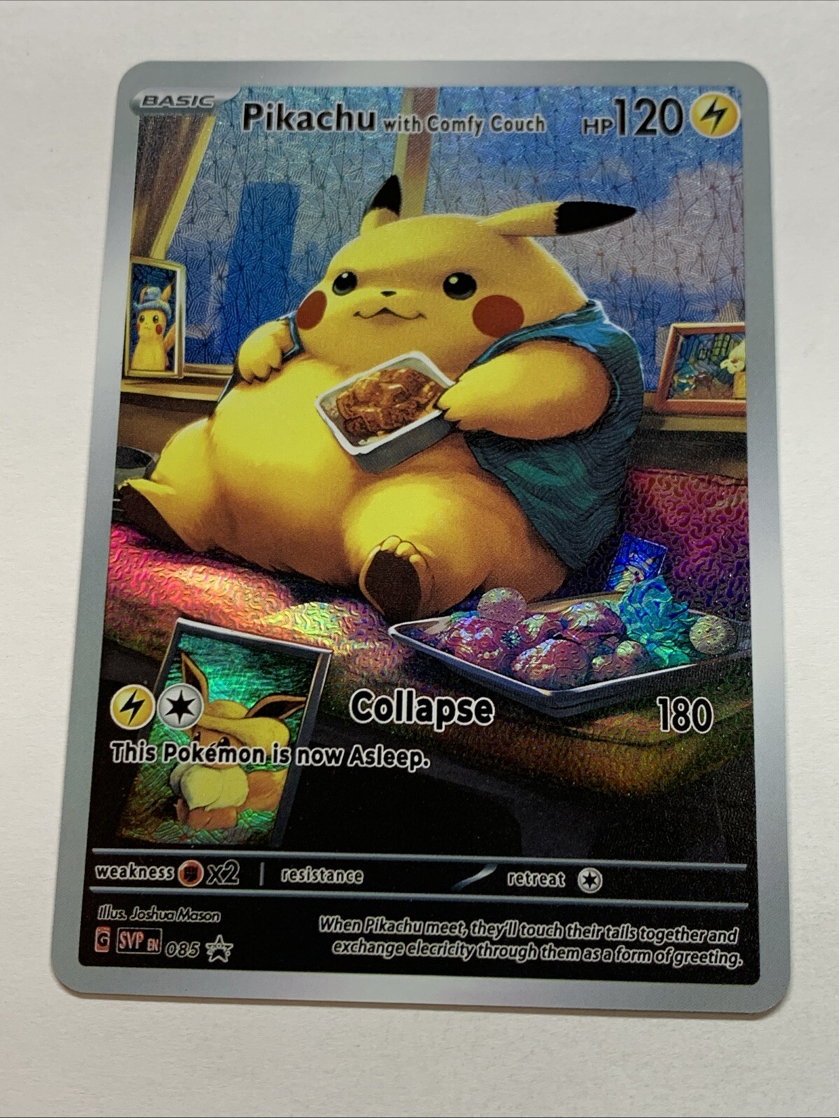 Pikachu With Comfy Couch Pokémon Card Holo Foil Art Anime Van Gogh ...