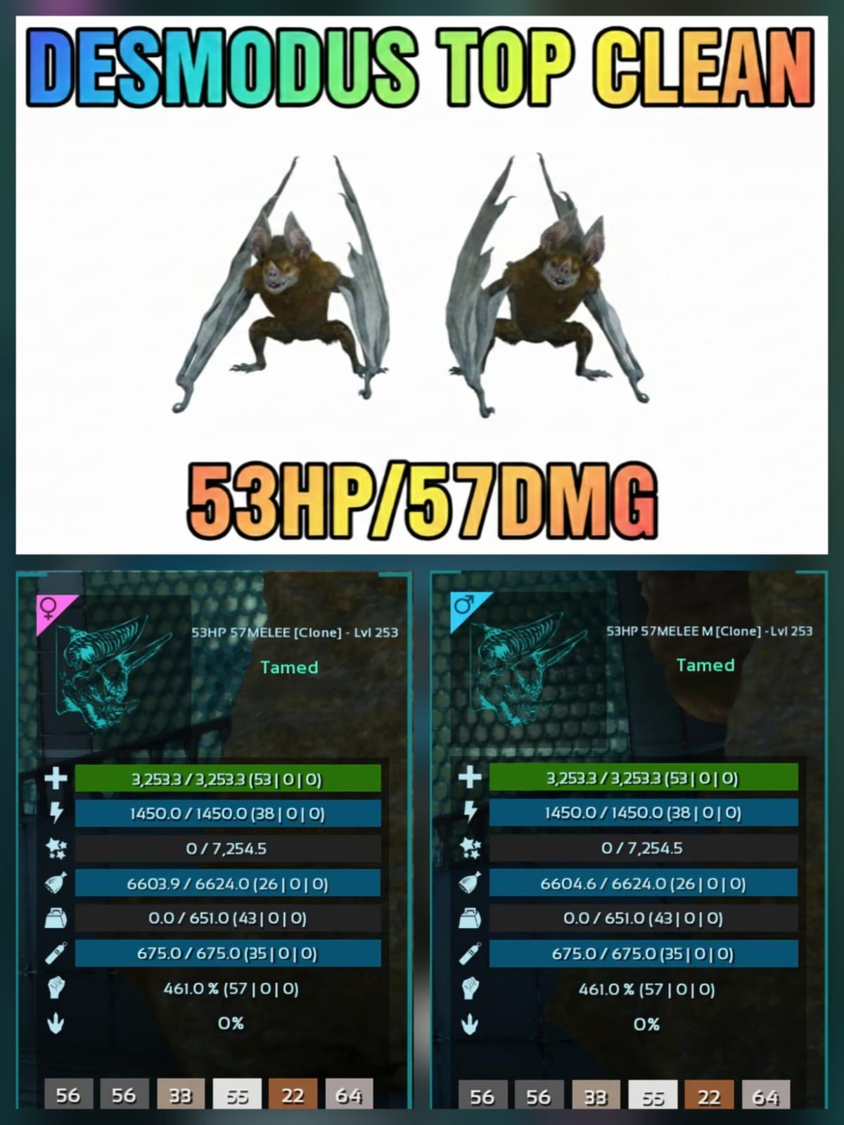 Desmodus Top Clean 53HP/57MELEE Lost Colony Ark Asa Pve Official PC ...