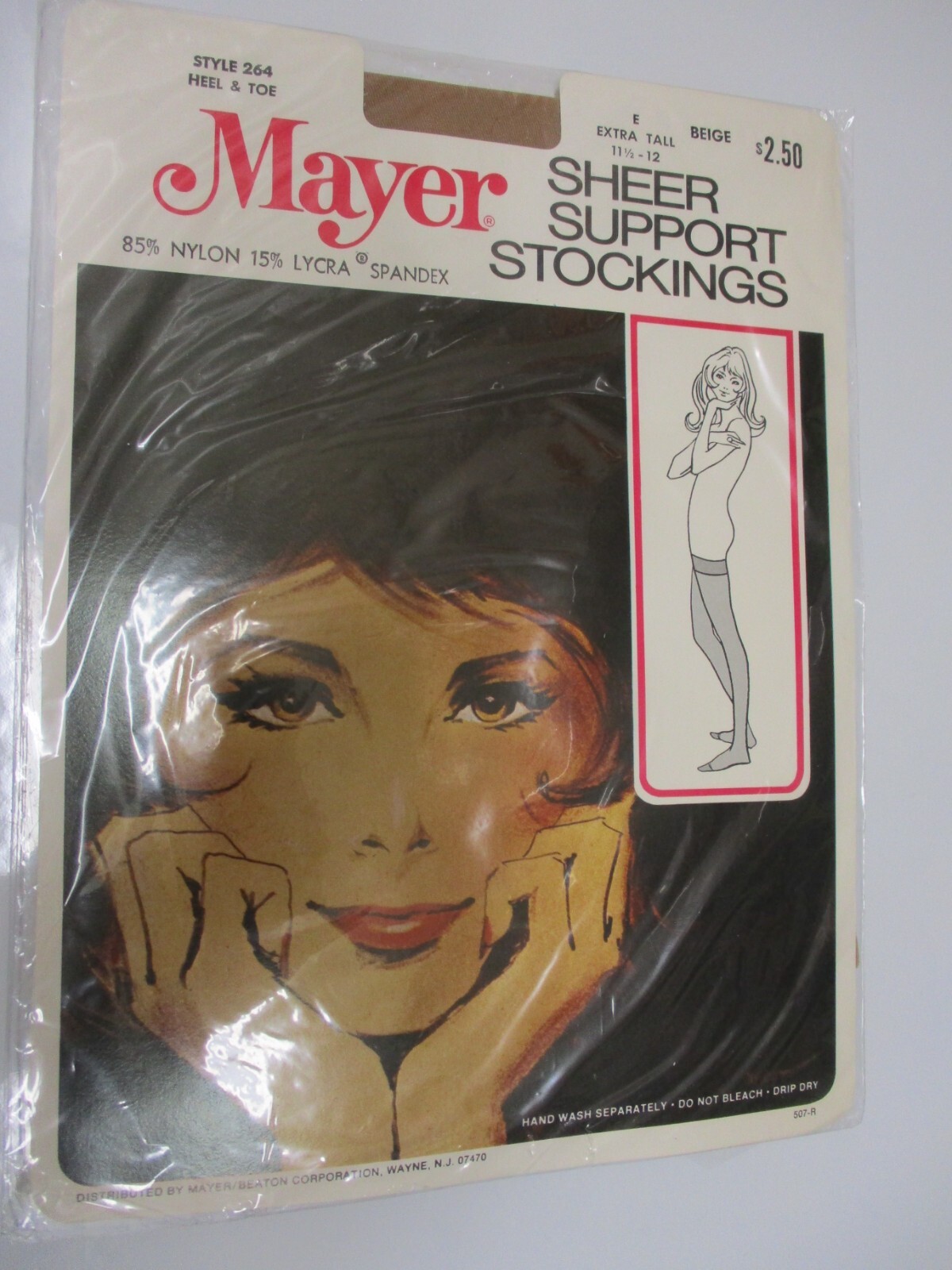 1PR VINTAGE MAYER 264 RHT SUPPORT SHEER NYLON STOCKINGS SZ 11 1/2-12 ...