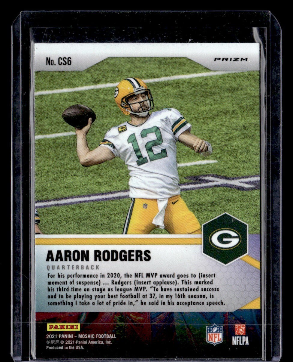 2021 Mosaic AARON RODGERS Center Stage Silver Prizm GREEN BAY PACKERS ...