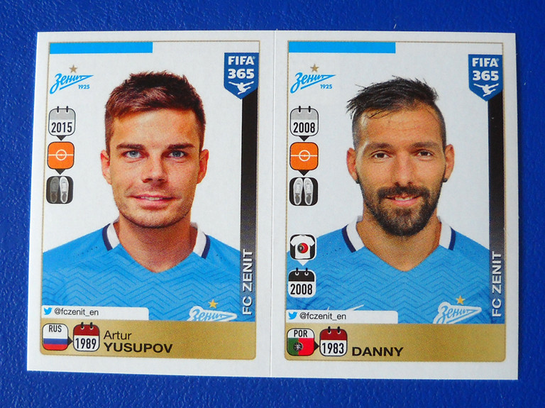 FIGURINA PANINI FIFA 365 2016 - N.755/756 - YUSUPOV/DANNY - ZENIT | eBay