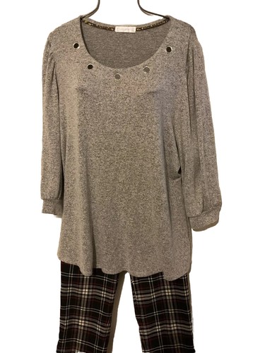 Retrology Plus Size 2X Embellished Top Color GRAY Chambray | eBay