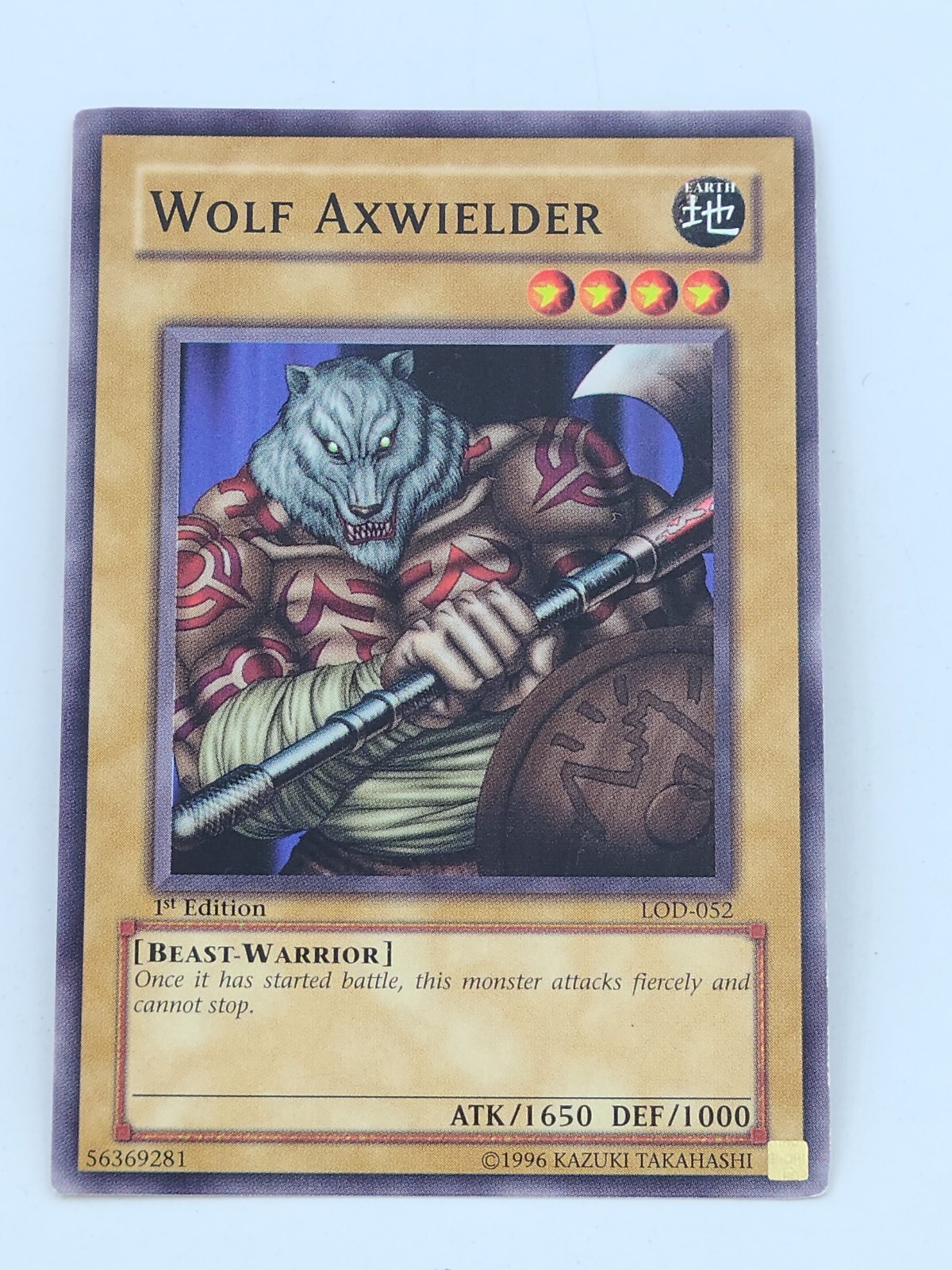 Yugioh Wolf Axwielder LOd-052 Yu Gi Oh Trading Card First 1st Edition ...