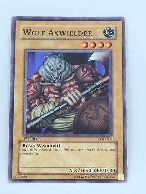 Yugioh Wolf Axwielder LOd-052 Yu Gi Oh Trading Card First 1st Edition ...