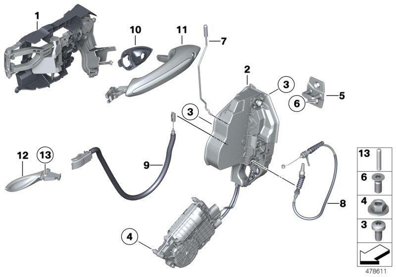 Original BMW 51217229462 - [SUPER PREIS] Systemschloss rechts 5er X3 ...