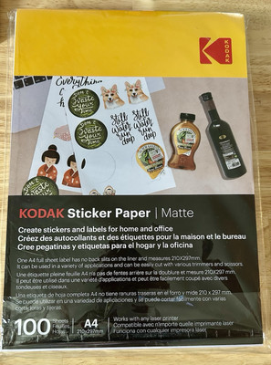 Kodak Sticker Paper Matte 100sheets A4 | eBay