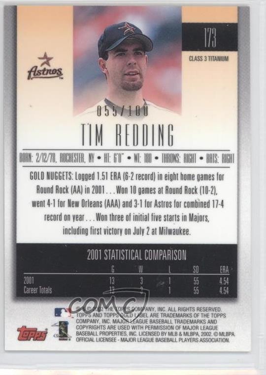2002 Topps Gold Label Class 3 Titanium /100 Tim Redding #173 | eBay