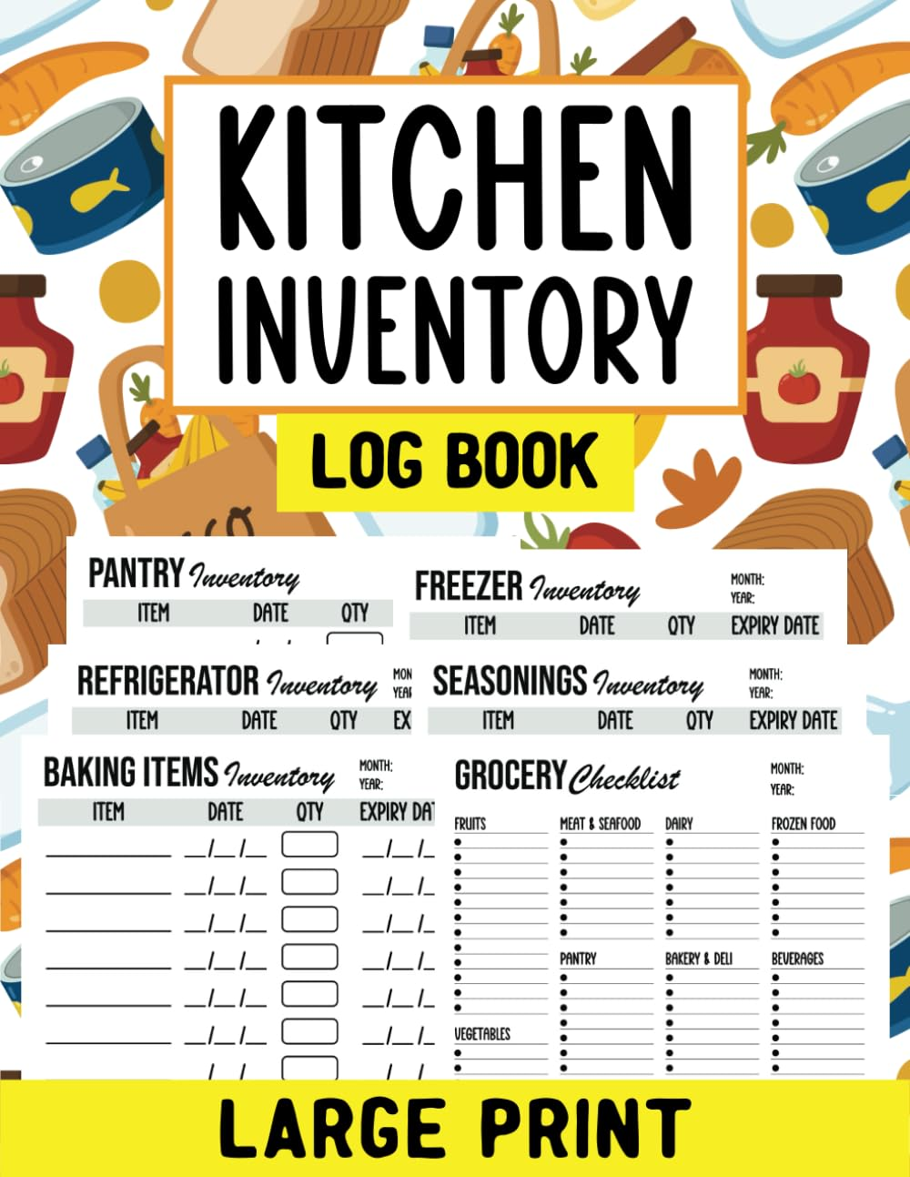 Kitchen Inventory Logbook: 6-In-1 Complete Inventory Tracker Log Book ...