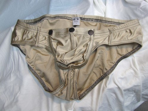 N2N Bodywear Titan swim bikini brief w snap open pouch NWT Gold size L ...