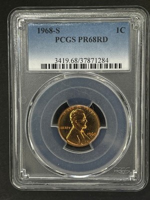 1968-S Lincoln Cent PCGS PR68 RD Proof Penny Proof 68 Red Memorial ...