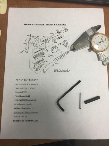 Ruger 10/22 1022 NINJA Bolt Buffer Pin, VERY QUIET! | eBay