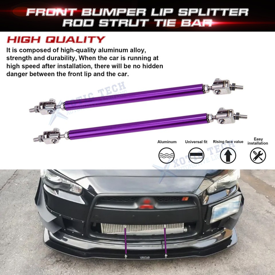 2X Sporty Purple Alloy Front Bumper Lip Splitter Rod Strut For Jeep ...