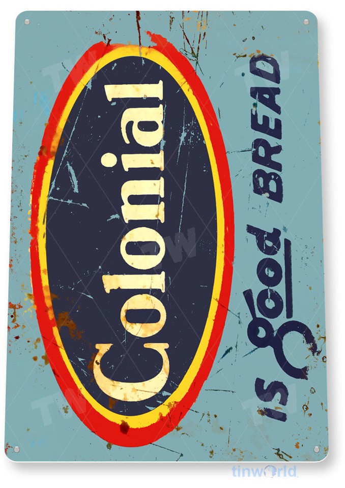 TIN SIGN Colonial Bread, Kitchen, Cottage, Farm, Bakery, Retro, Metal ...