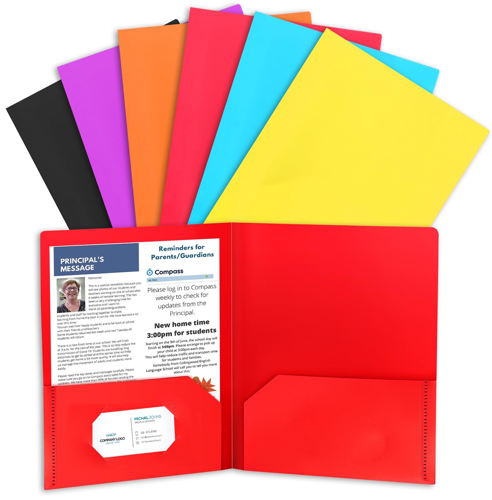 6 Pcs Folders with Pockets and Business Card Holder, Letter Size ...