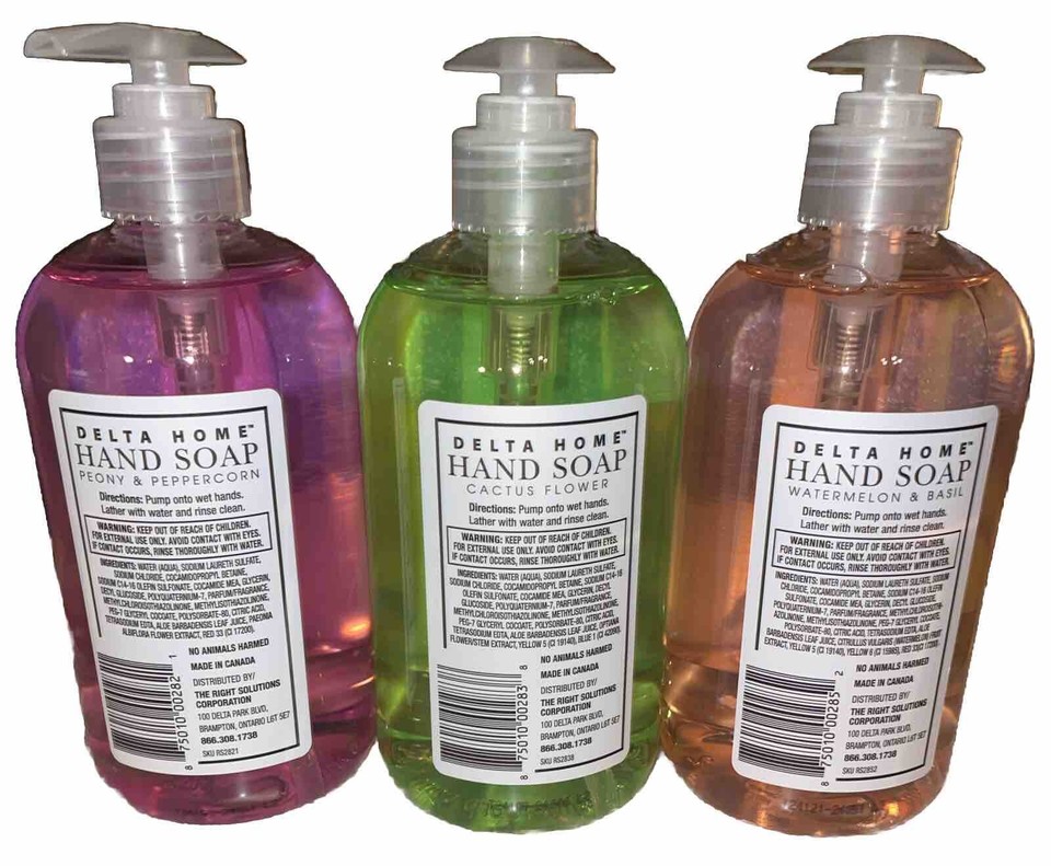 Delta Home Hand Soaps Lot Of 3, Peony & Peppercorn, Cactus Flower ...