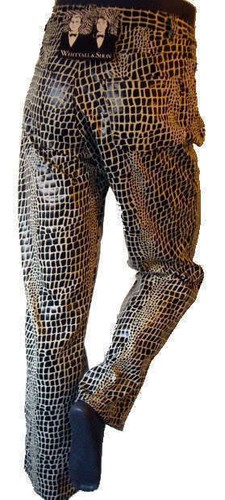 ANIMAL print pant Leopard alligator faux leather black white snake jean ...