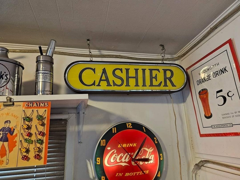 Vintage Cashier Advertising Store sign light Beautiful | eBay