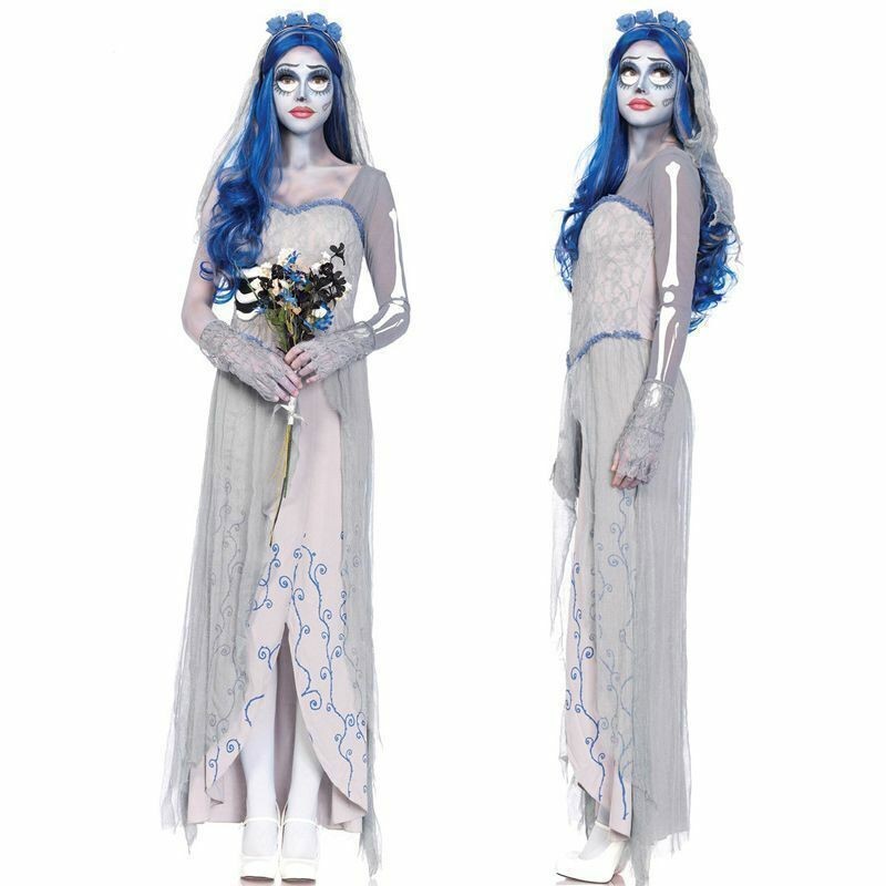 Ladies Corpse Bride Costume Zombie Corpse Fancy Dress Womens Halloween ...