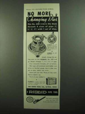 1937 Ridgid No. 65R Die Stock Ad - No More Changing | eBay