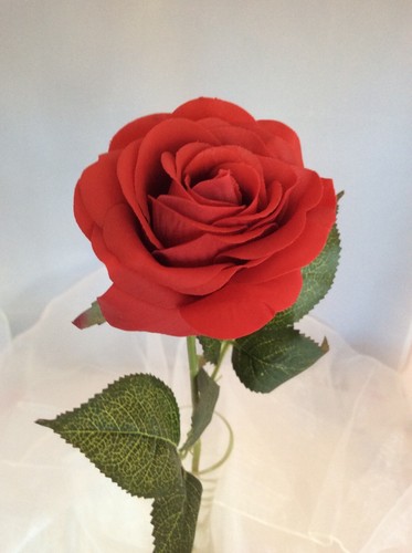 SINGLE RED ARTIFICIAL LONG STEM ROSE VERY REALISTIC | eBay UK