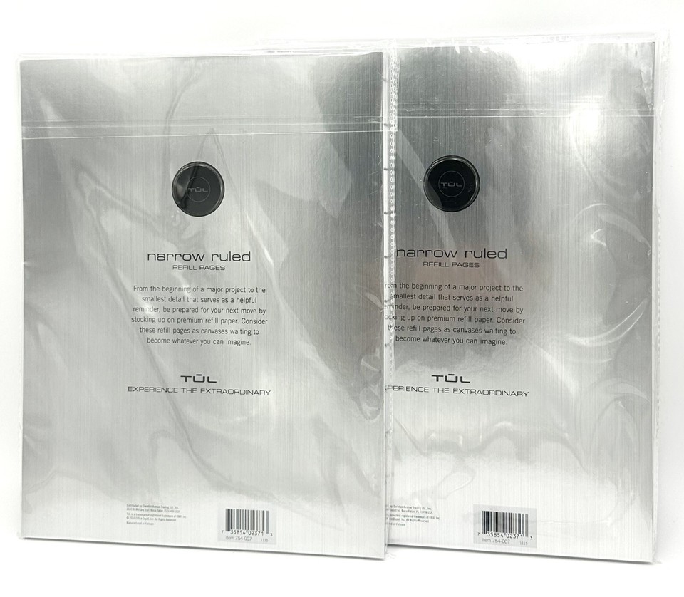 TUL Narrow Ruled refill pages, Letter Size, 2 pack, 100 sheets total | eBay