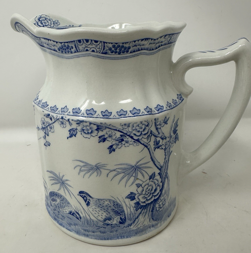 Antique Furnivals Quail Blue Pitcher 24 Oz 1913 Made In England Quail ...