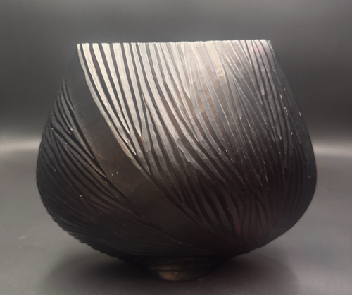 Vintage 8" Tall Amethyst Purple Vase Wheel Cut Hand Blown Glass Pattern ...