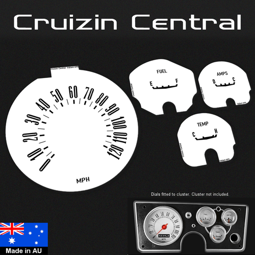 Plastic WHITE DECALS for Chrysler Valiant AP6 gauge speedo sticker ...