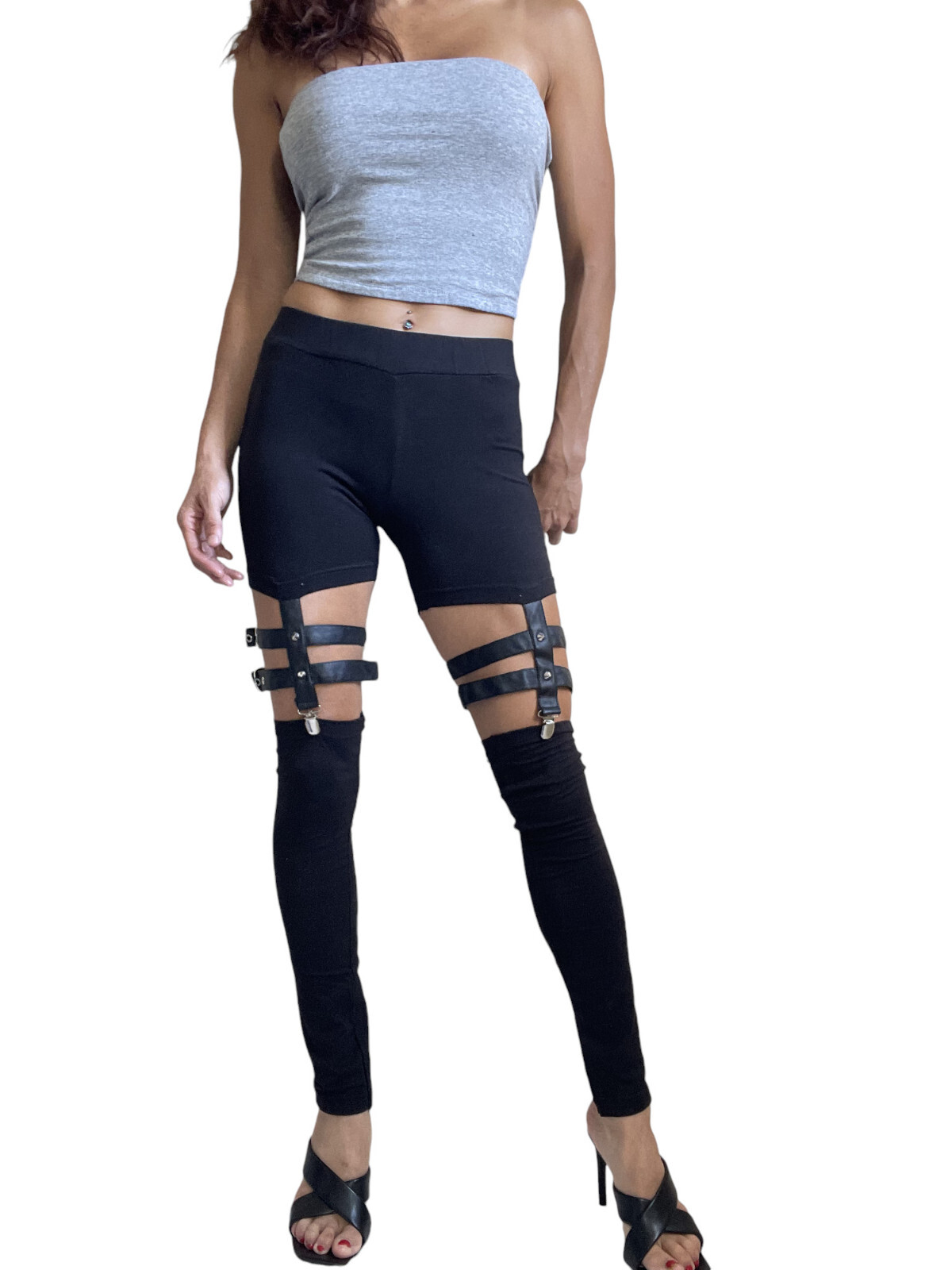 Vixxsin Temptation Leggings Gothic Harness Garter Straps Black Leggings ...