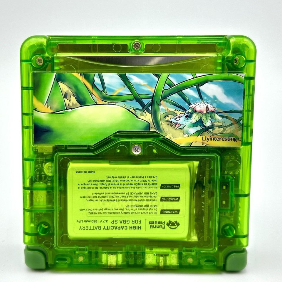 Game Boy Advance SP Custom IPS Backlit Screen UV Printed Shell Venusaur ...