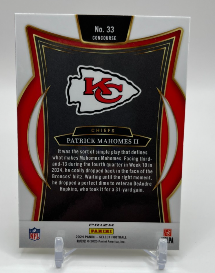2024 Panini Select Patrick Mahomes II Concourse #33 Red & Yellow Shock ...