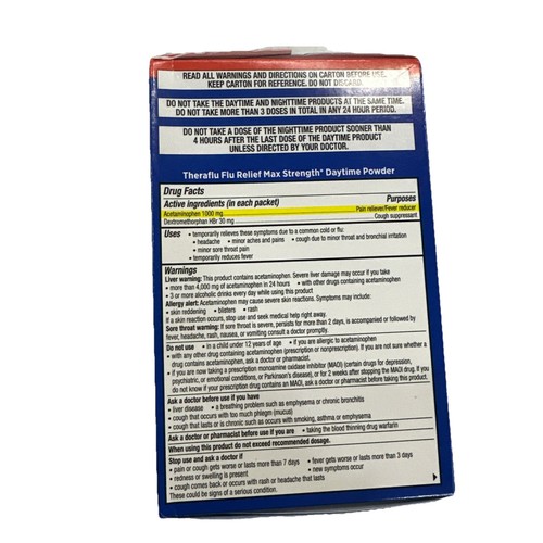 Theraflu Flu Combo Pack Cold Relief 6 Day 6 Night Packets Honey Lemon ...