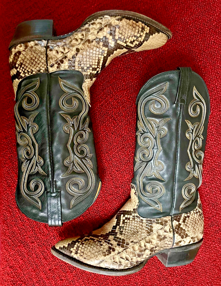 Nacona Python Snake Skin Western Boots, made in USA ~ 9 EE Excellent ...