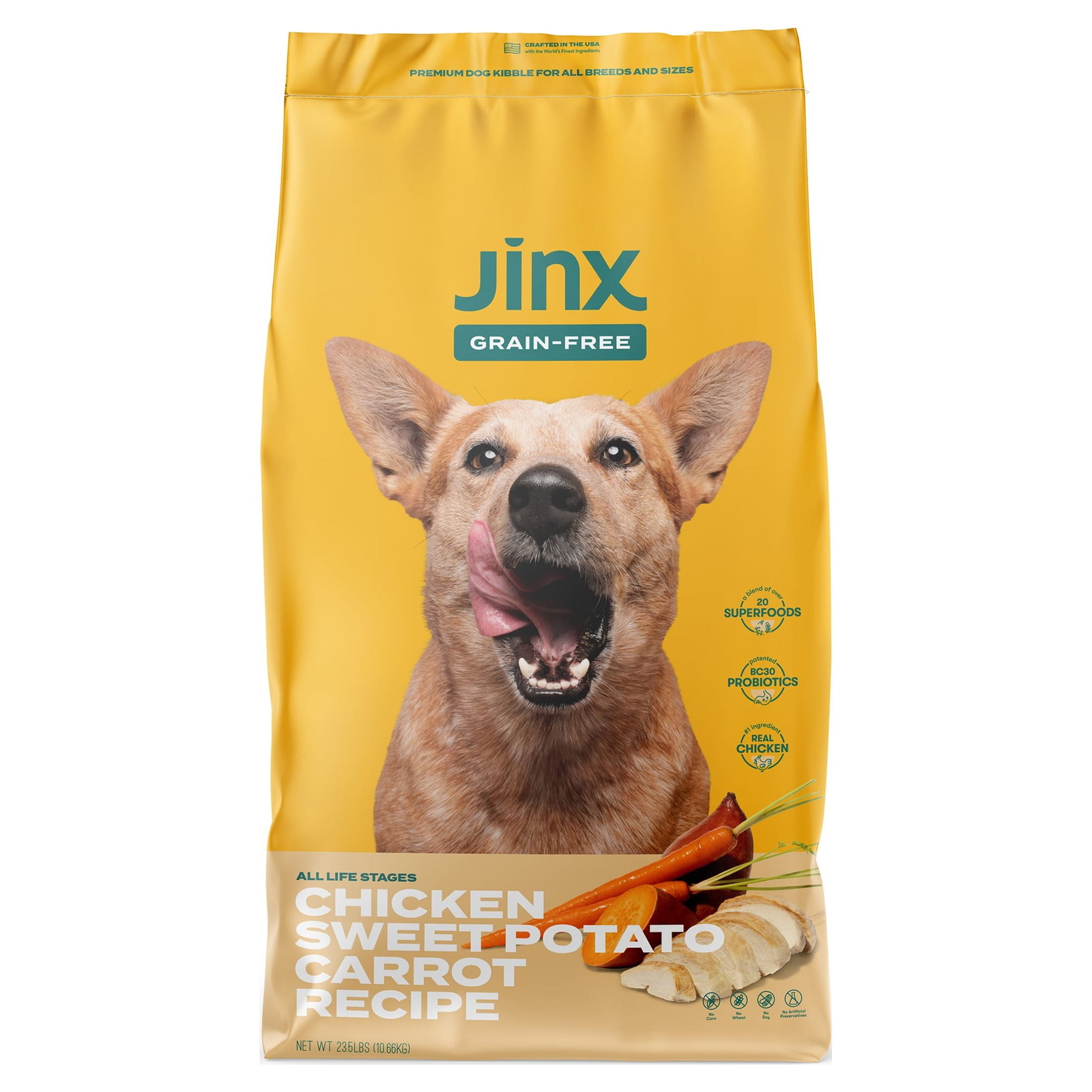 Jinx Chicken Sweet Potato & Carrot Dry Dog Food Grain Free 23.5 Lb. Bag ...