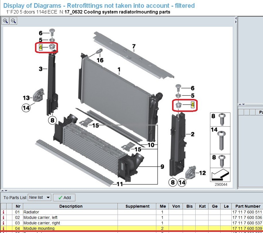 BMW 1 F20 Radiator Module Mounting 17117600539 7600539 Genuine for sale ...