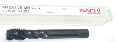Nachi 7980 Spiral Flute Bottom Tap M12 x 1.75 MB GT8 3 Flute 57627 New ...