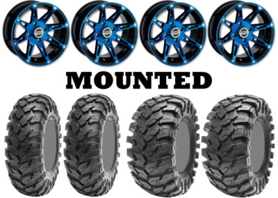 Kit 4 Maxxis MU511/MU521 Tires 27x9-12/27x11-12 on Moose 387X Blue ...