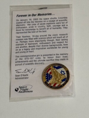 VTG NASA PIN STS-107 Space Shuttle COLUMBIA Commemorative Pin Original ...