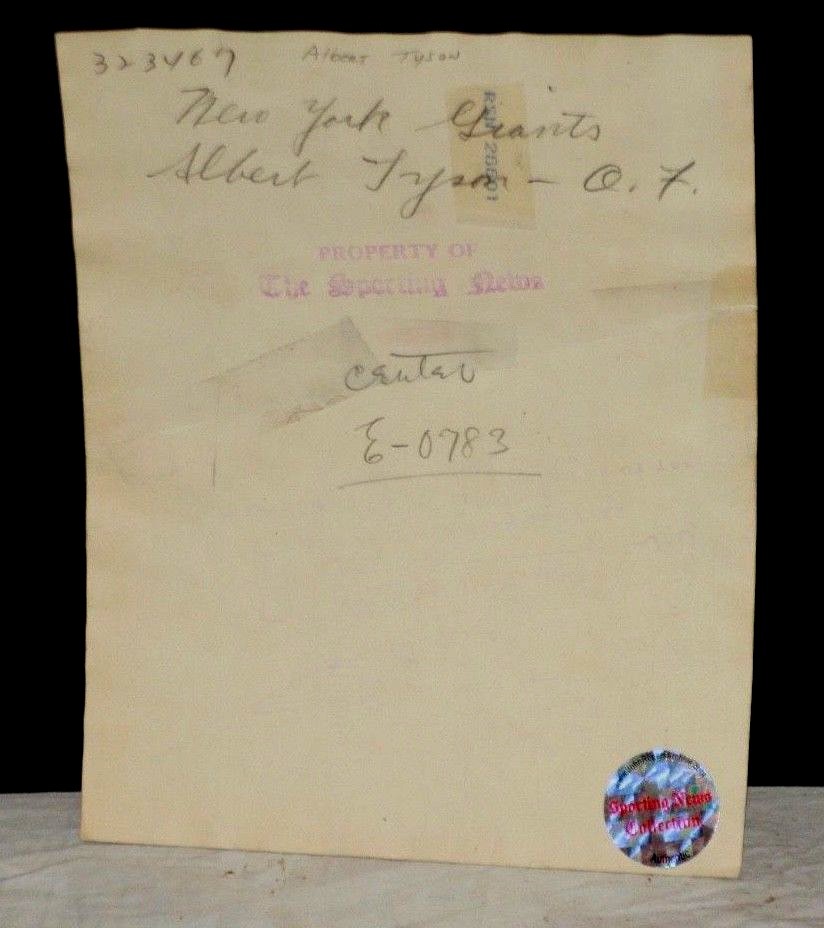 RARE 1926-27 Albert "Ty" Tyson, New York Giants Original Wire Photo, 6. ...