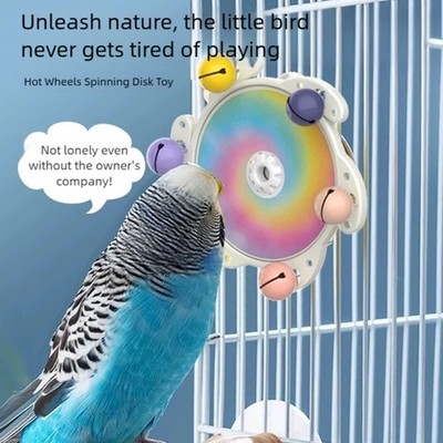 Parrots Chews Toy Rotate Flying Saucers Bells Sound Interactively Bird ...