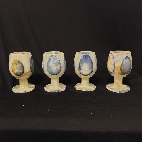 Vintage Marble Onyx Alabaster Goblets Chalet 5 inch Glasses Set Of 4 | eBay