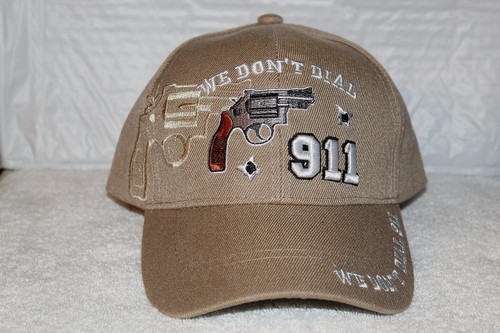 PISTOL GUN WE DON'T DIAL 911 BULLET HOLE BASEBALL CAP HAT ( BEIGE ) | eBay