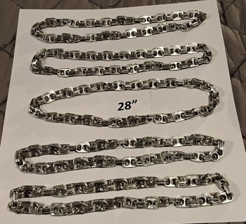 (5) Silver 28" Aluminum Can Tabs Pull Tabs Continuous Chain Necklaces ...
