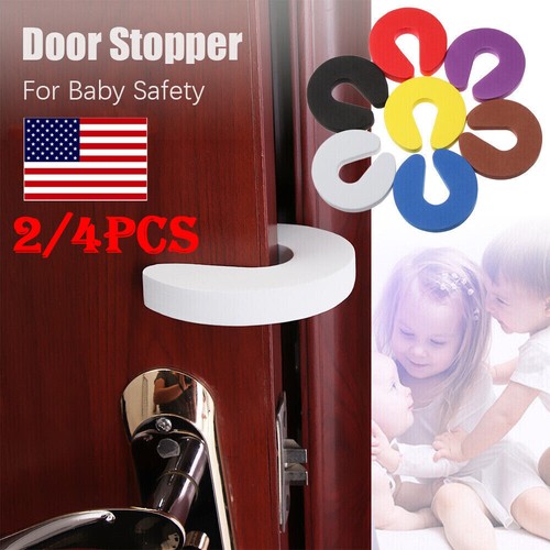 2-4Pcs Foam Finger Protector Door Guards Anti Slam Stopper Baby Kids ...