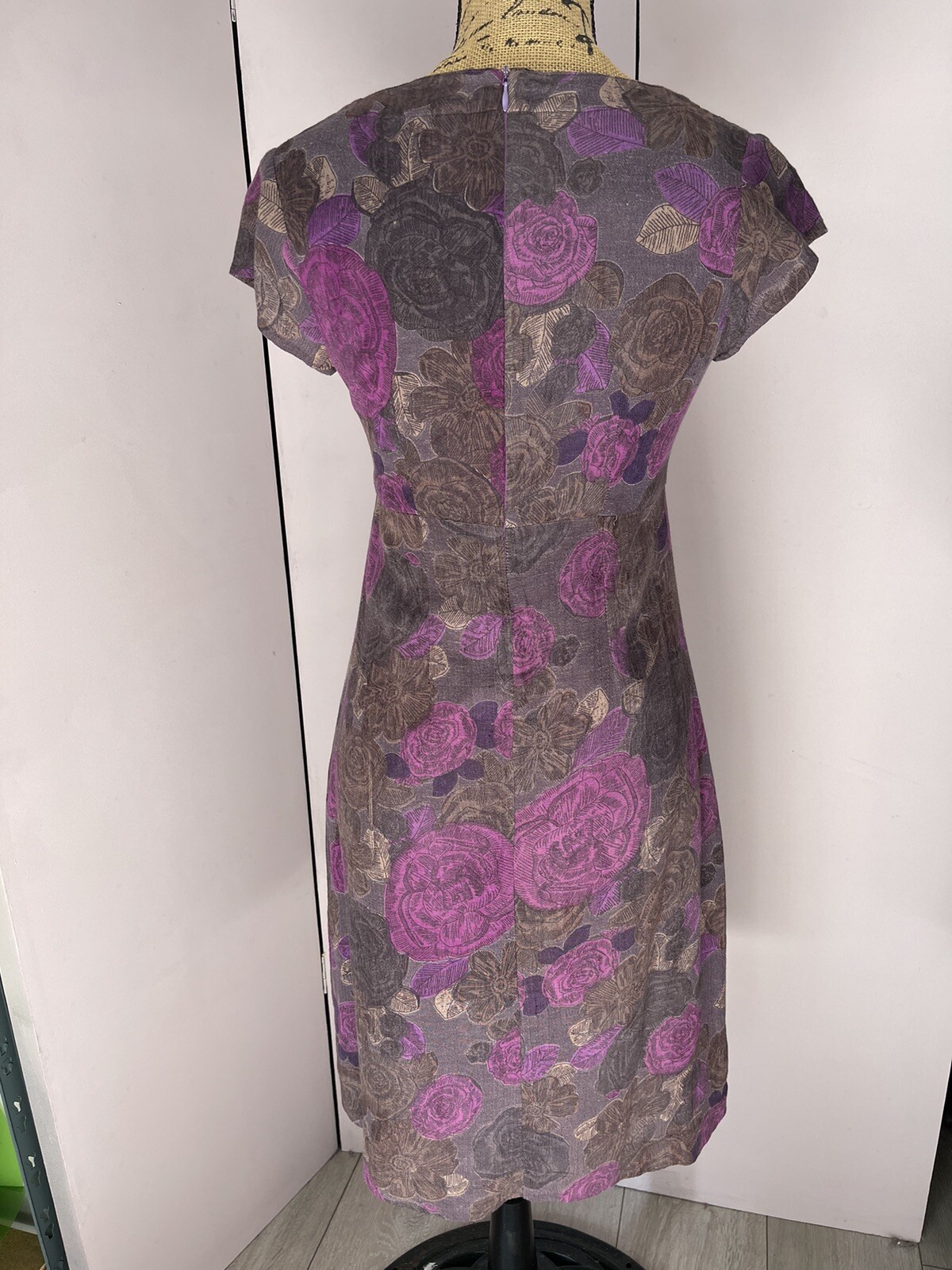 White Stuff Muted Purple Multi Linen Blend Dress Uk8 … - Gem