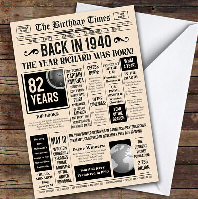 1940 Newspaper Any Age Any Year You Were Born Facts Personalised ...